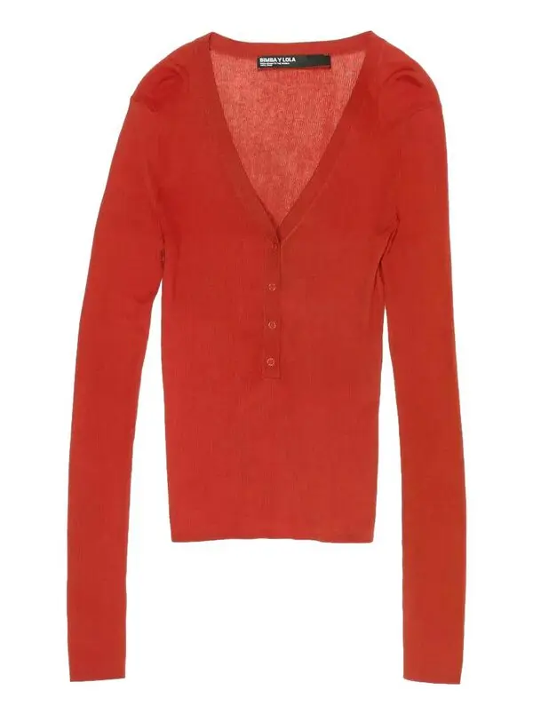 Bimba Y Lola V-neck Buttoned Top - Red