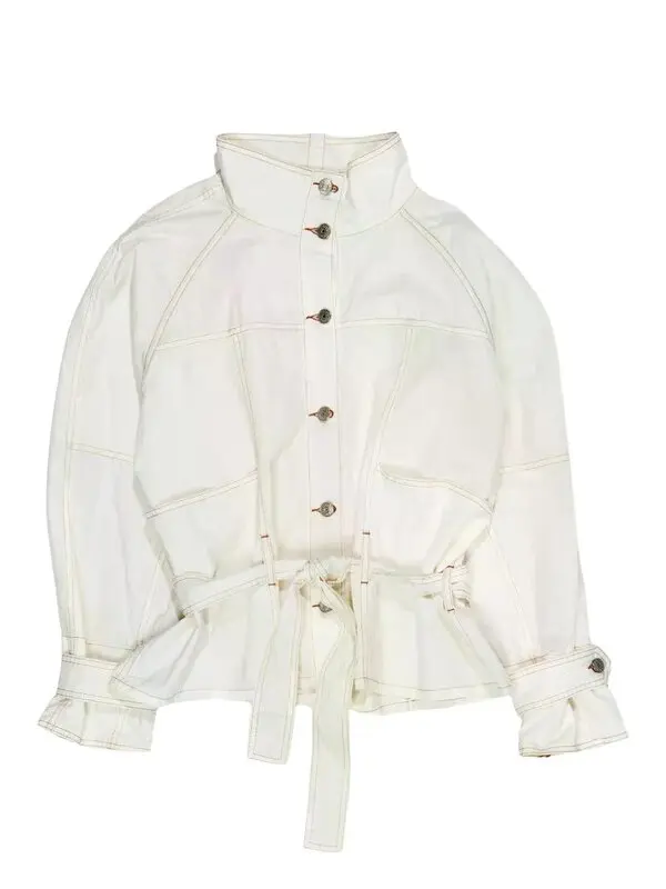 Bimba Y Lola Belted Cotton Jacket - White