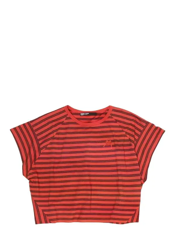 Bimba Y Lola Striped Embroidered T-shirt - Red