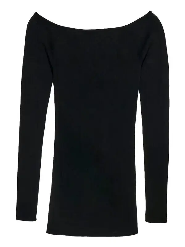 Bimba Y Lola Off-shoulder Ribbed Top - Black
