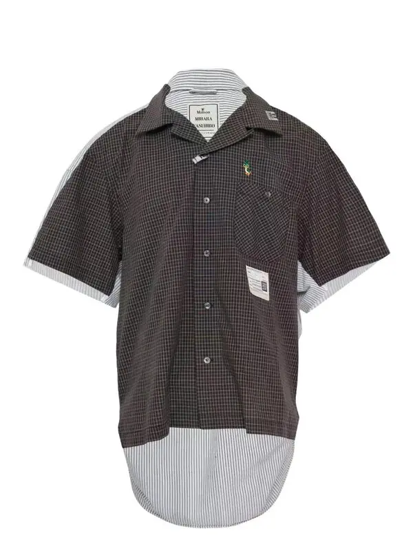 Mihara Yasuhiro Plaid Striped Shirt - Black