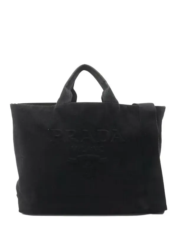 Prada 2010-2026 Canvas Drill Tote Bag - Black