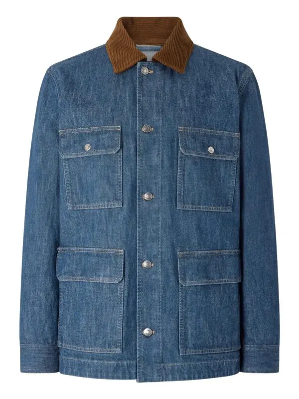 Loro Piana Austin Corduroy-trimmed Denim Jacket - Blue