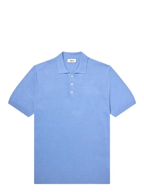 Altea Linen And Cotton-blend Polo Shirt - Blue