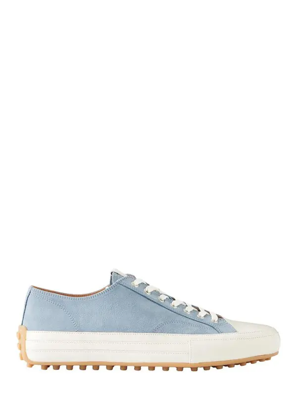 TOD'S Cassetta Leather-trimmed Nubuck Sneakers - Blue