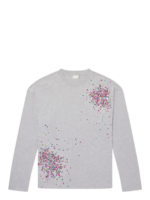 Dries Van Noten Embellished Cotton-jersey T-shirt - Gray