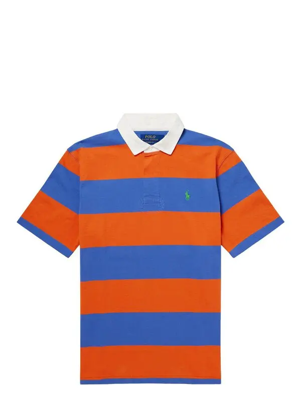 Polo Ralph Lauren Striped Cotton-jersey Polo Shirt - Orange