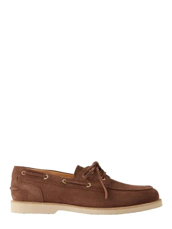 Brunello Cucinelli Suede Boat Shoes - Brown