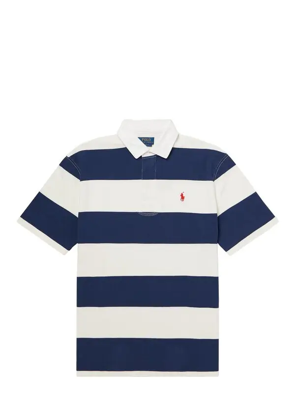 Polo Ralph Lauren Striped Cotton-jersey Polo Shirt - Blue