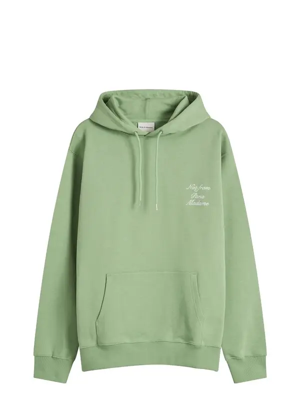 Drole De Monsieur Calligraphy Slogan Hoodie - Light Green