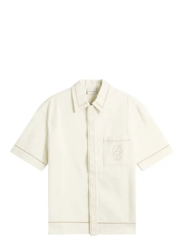 Drole De Monsieur Cotton Embroidered Shirt - Off White