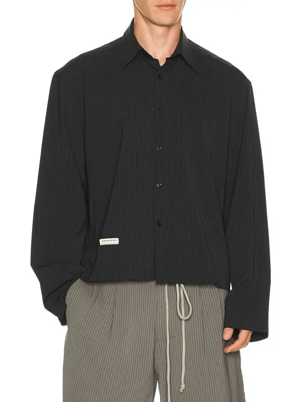 SONG FOR THE MUTE Long Sleeve Cropped Casual Shirt - Navy