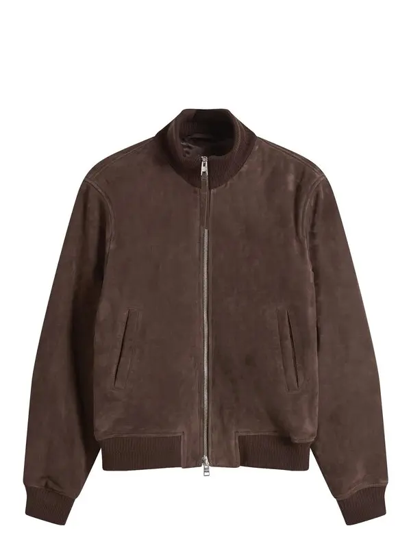 Closed Suede Bomber Jacket - Barken Brown