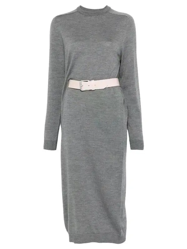 Moschino Round Neck Wool Dress - Grey