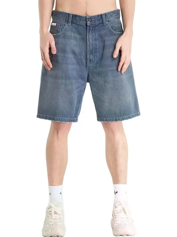 Calvin Klein Faded Wash Denim Shorts - Blue