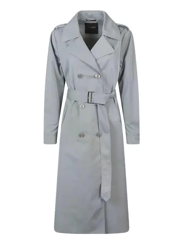 MOORER Double-breasted Belted Coat - Blue