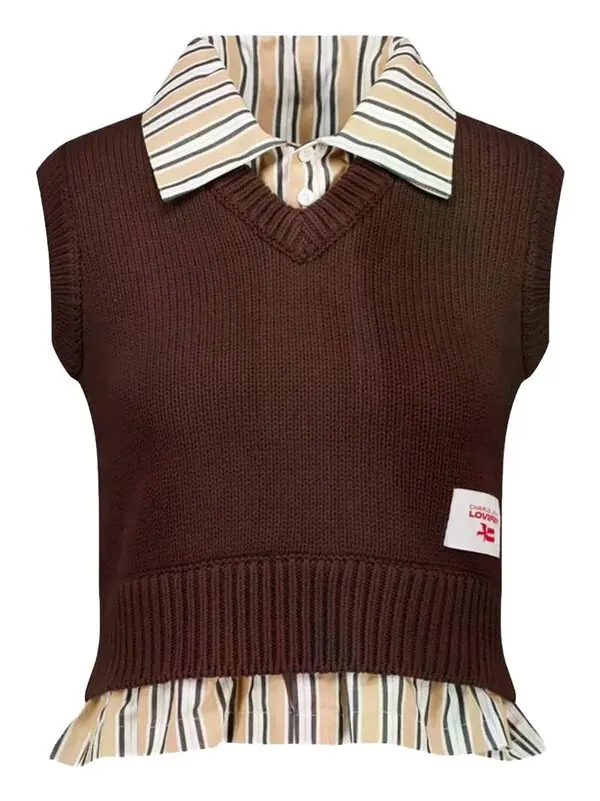 CHARLES JEFFREY V-neck Cropped Vest Shirt - Brown