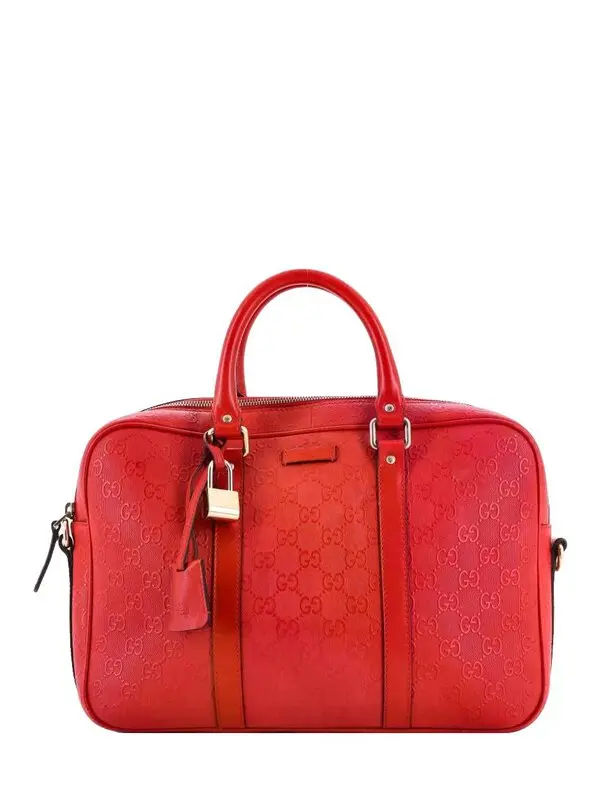 Gucci Signature Convertible Briefcase Sima Leather Medium - Red