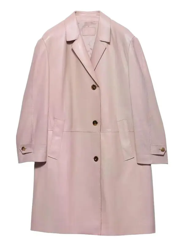 Prada Nappa Leather Single-breasted Coat - Pink