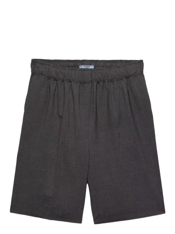 Prada Light Wool Bermuda Shorts With Drawstring Waist - Grey