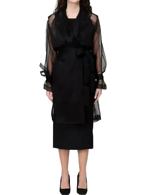 Pinko Sheer Trench Coat - Black