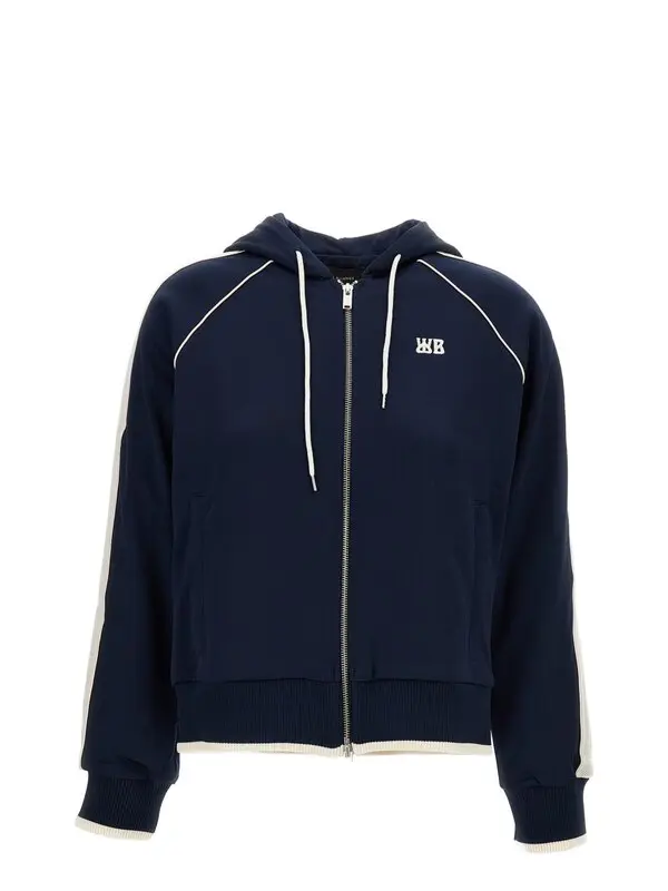 WALES BONNER Anthem Terry Cotton Blend Hoodie - Blu