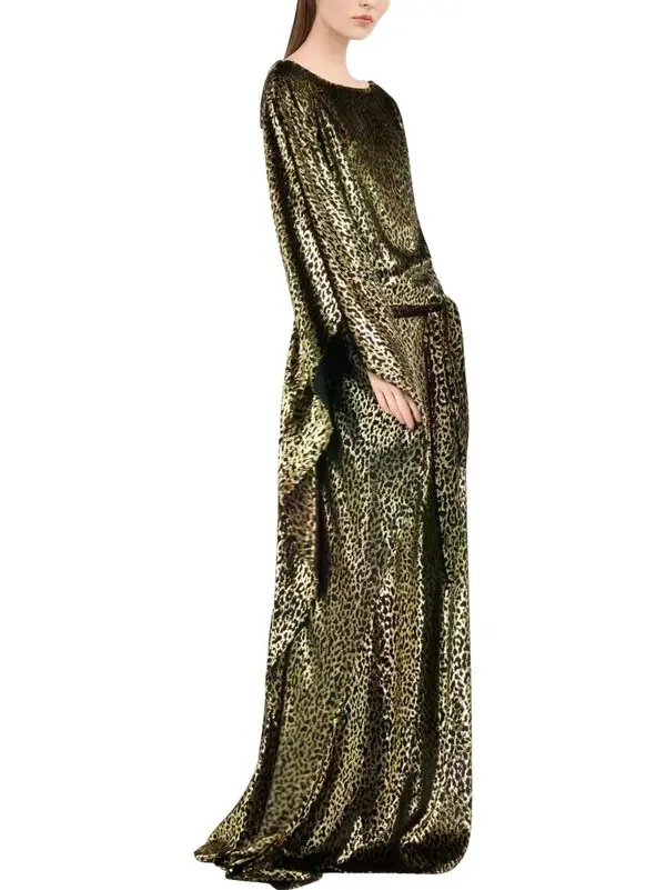 Roberto Cavalli Leopard-print Kaftan Dress - Gold