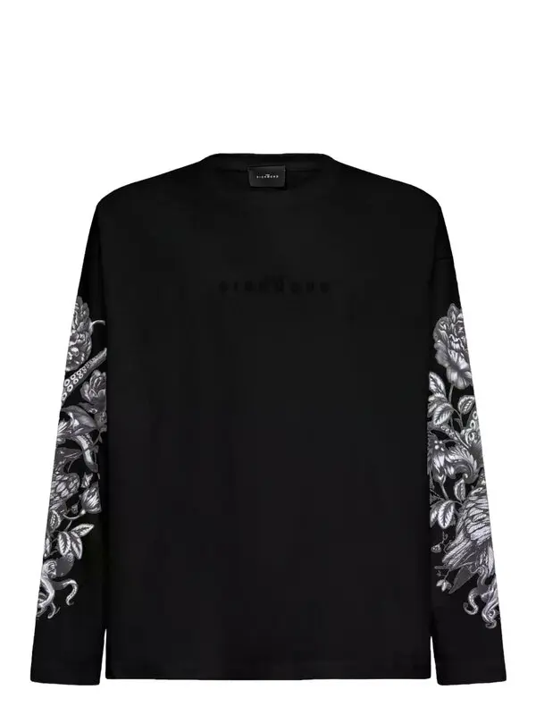 John Richmond Floral-print Long-sleeve T-shirt - Black