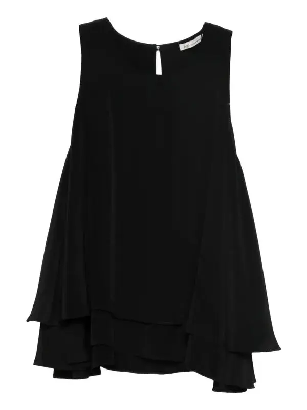 AMI Paris Ruffled Sleeveless Top - Black