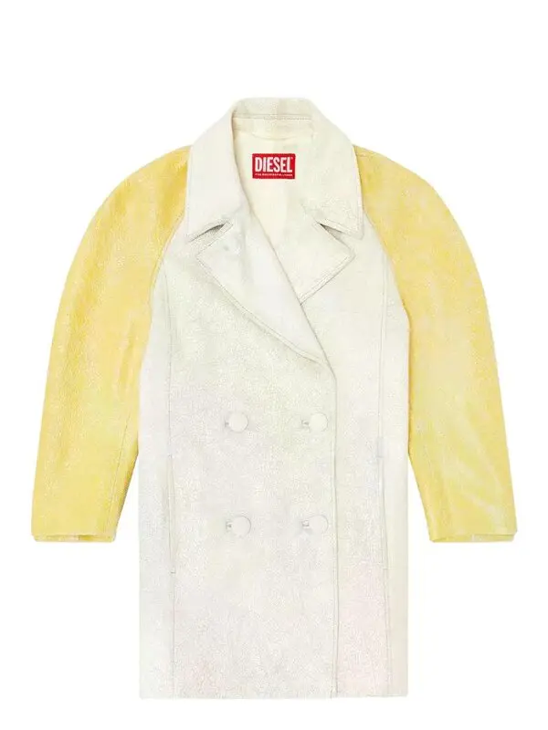 DIESEL® Cocoon Sleeve Double-breasted Leather Jacket - Neutrals