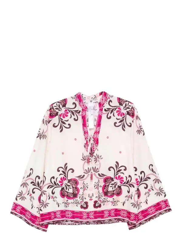 TWINSET Floral-print Tie-fastening Blouse - Pink