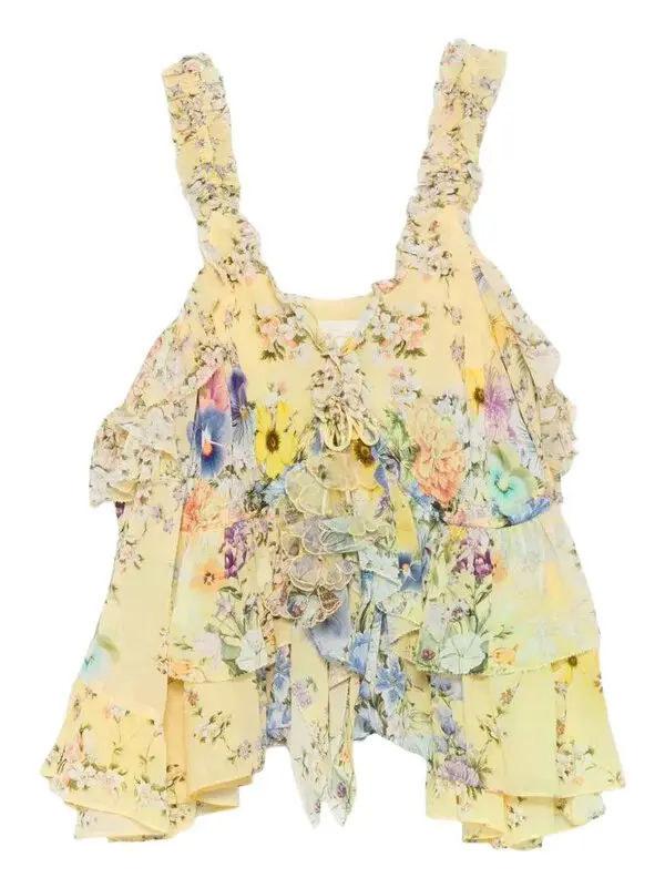 Camilla Floral Sleeveless Top - Yellow
