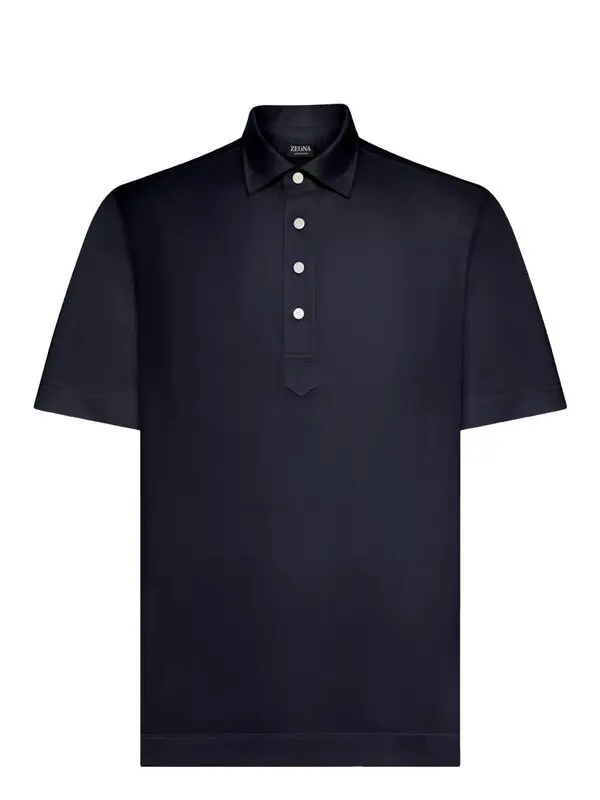 Zegna Buttoned Polo Shirt - Blue