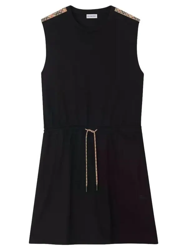 Burberry Check Trim Cotton Jersey Dress - Black