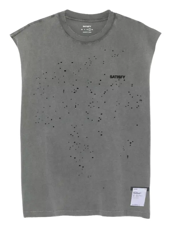 Satisfy Mothtech Distressed Logo-print Vest - Grey