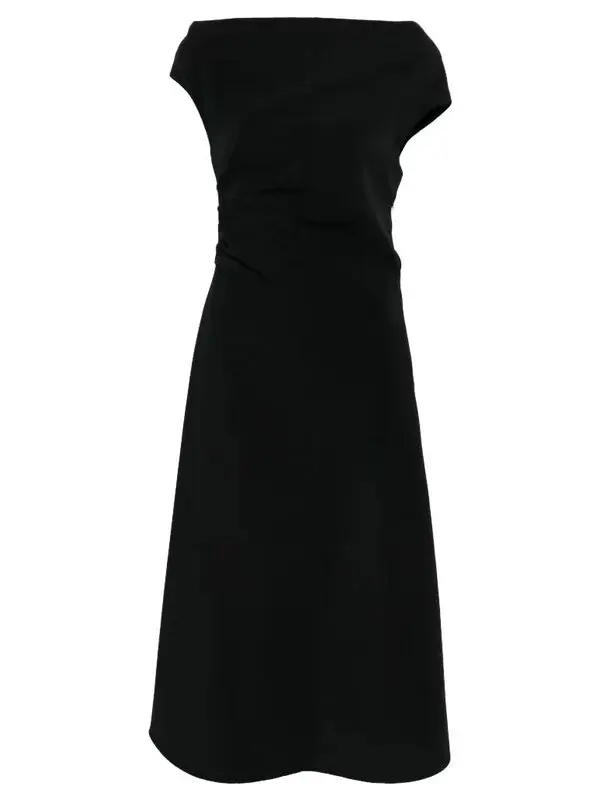 P.a.r.o.s.h Boat-neck Draped Midi Dress - Blue