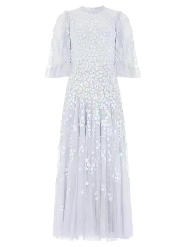 NEEDLE & THREAD Scatter Blossom Round-neck Gown - Blue