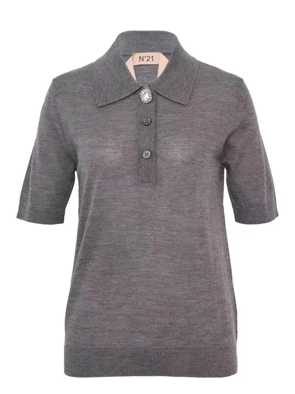 N°21 Button Embellished Top - Grey