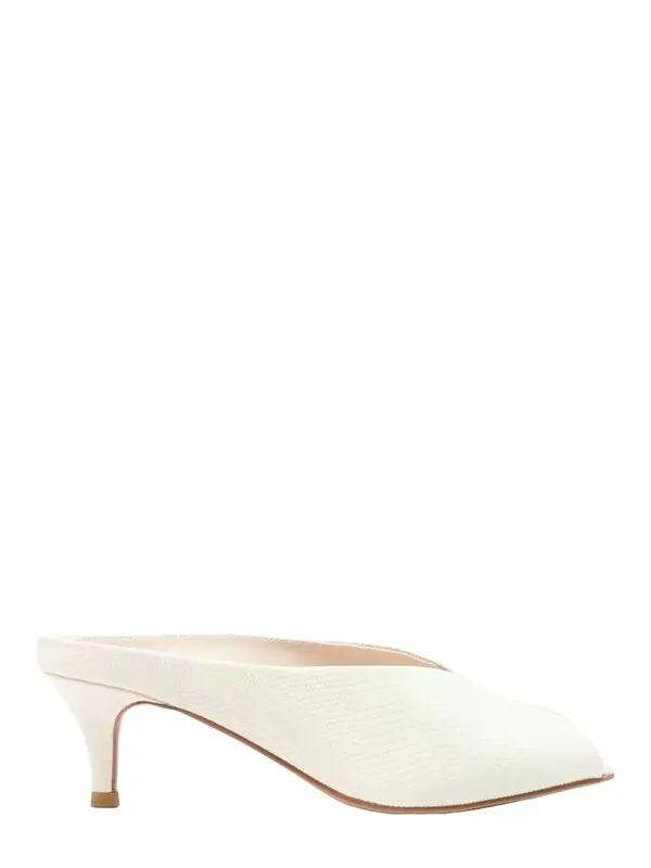TWINSET Peep-toe Leather Heeled Mules - Neutrals