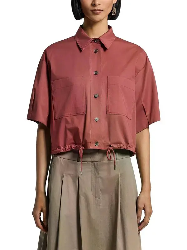 Peserico Drawstring Shirt With Chest Pockets - Red