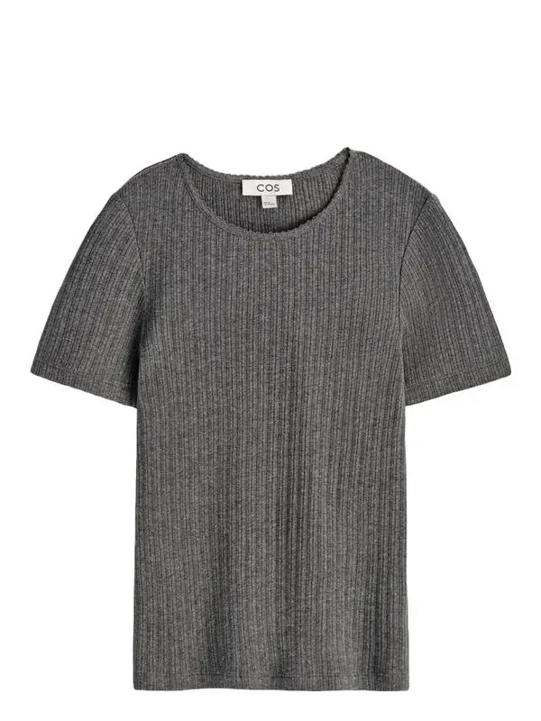 Cos Pointelle-knit T-shirt - Gray