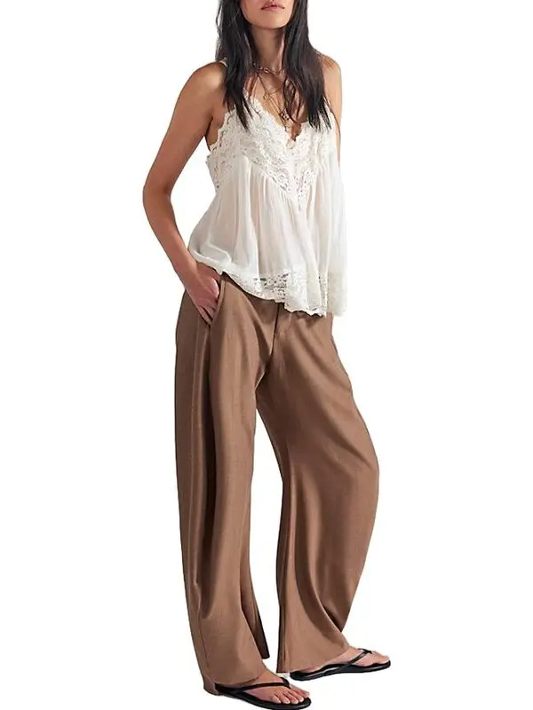 Free People Pinstripe Barrel Trousers - Cinnamon Combo