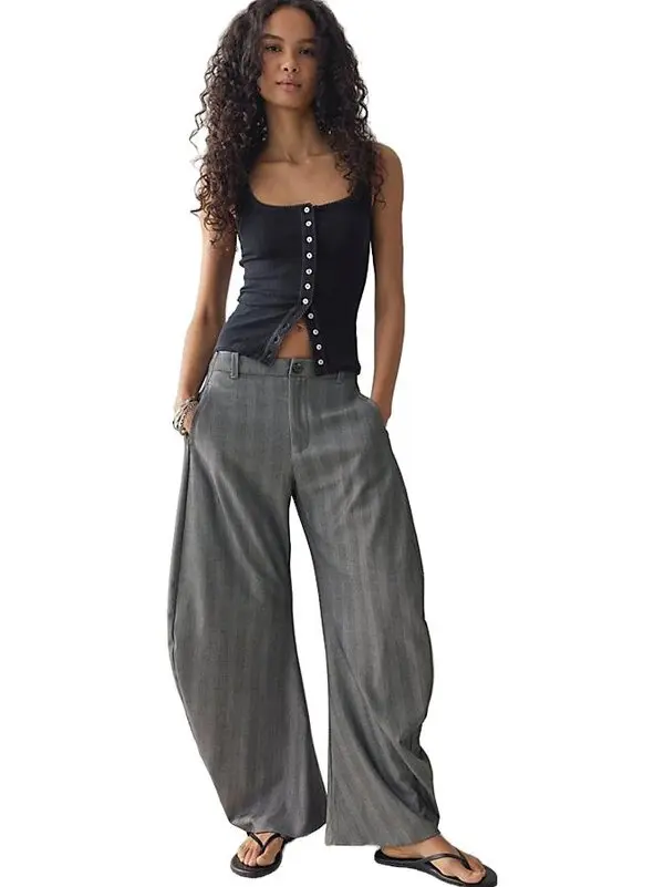 Free People Spotlight Menswear Barrel Trousers - Grey Combo