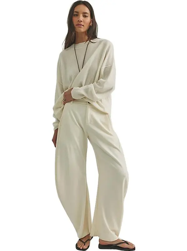 Free People Spotlight Menswear Barrel Trousers - Ivory Combo