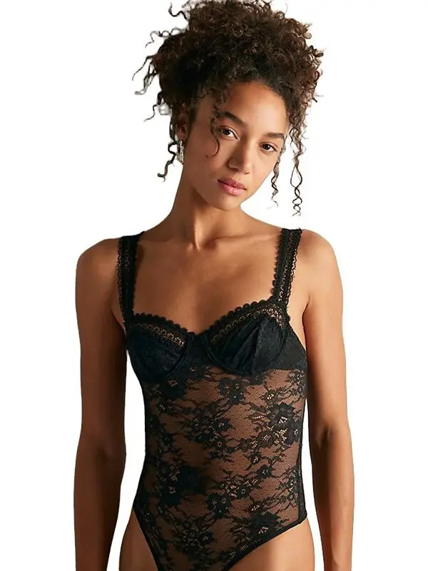 Free People Lace Bodysuit - Black