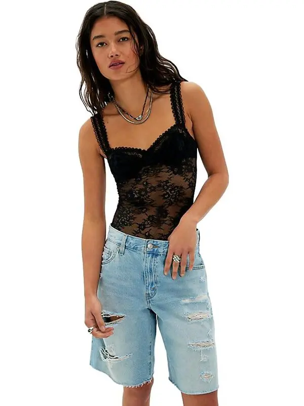 Free People Lace Bodysuit - Black