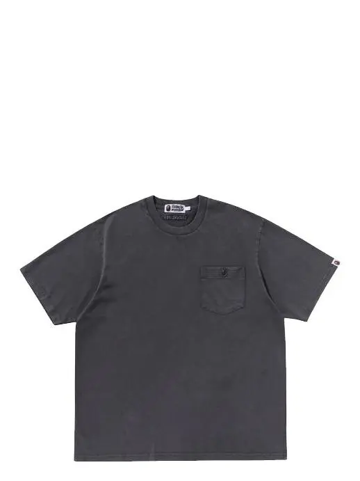 A BATHING APE Garment Dye One Point Relaxed Fit Pocket Tee Shirt - Charcoal