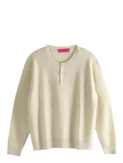 THE ELDER STATESMAN Waffle Thermal Henley - Natural