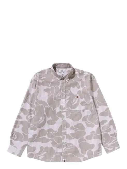 A BATHING APE Stripe Camo Relaxed Fit Shirt - Beige
