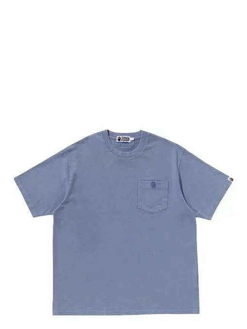 A BATHING APE Garment Dye One Point Relaxed Fit Pocket Tee Shirt - Navy Blue